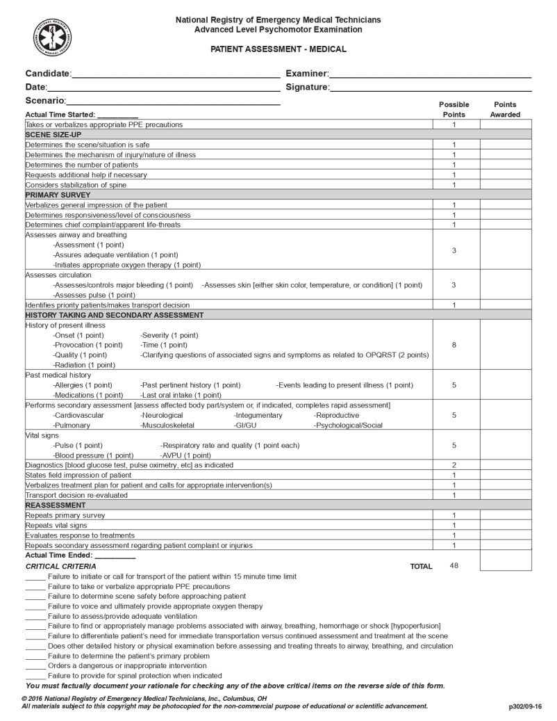 Psychomotor Testing – AEMT (Advanced EMT) – Medic Minute