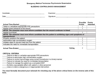 Psychomotor Testing – AEMT (Advanced EMT) – Medic Minute