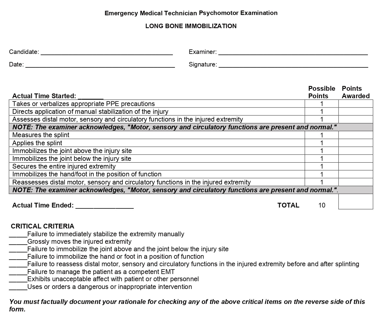 Psychomotor Testing – EMT (EMT Basic) – Medic Minute